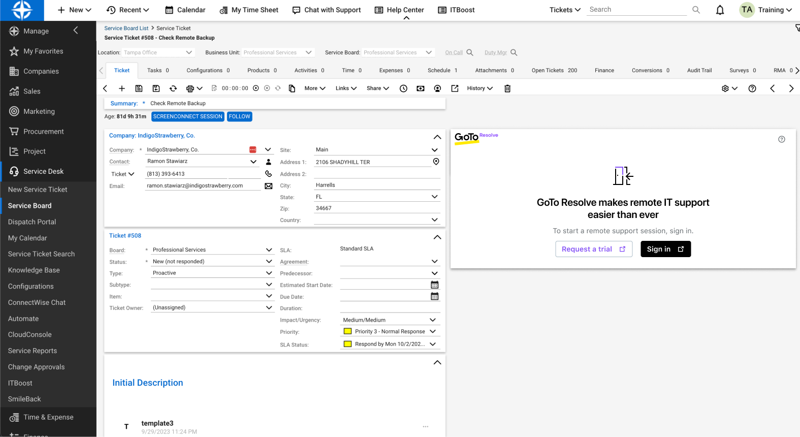 How can you start a remote support session from ConnectWise ...