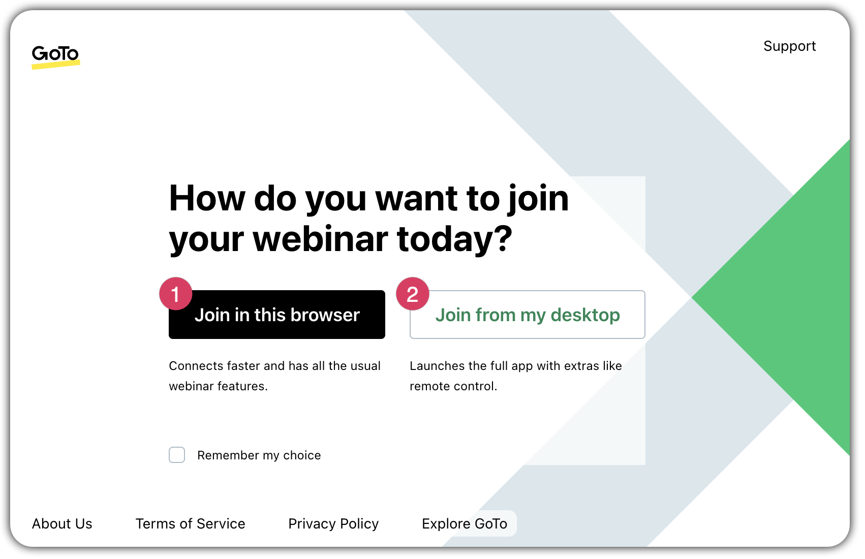 Ingressar em uma sessão de webinar - Suporte do GoTo Webinar