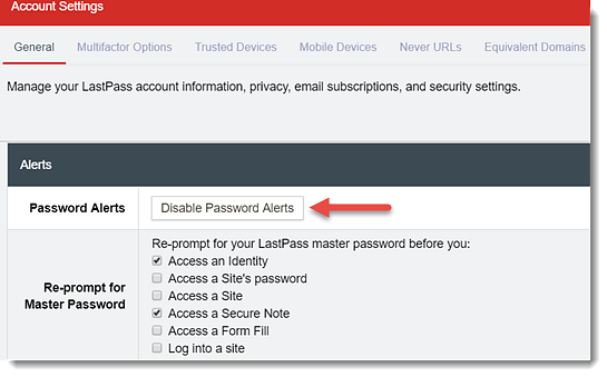Manage Password Alerts - LastPass Support