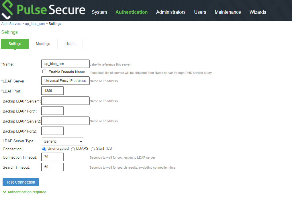 Pulse Secure VPN configuration for LastPass Universal Proxy LDAP ...