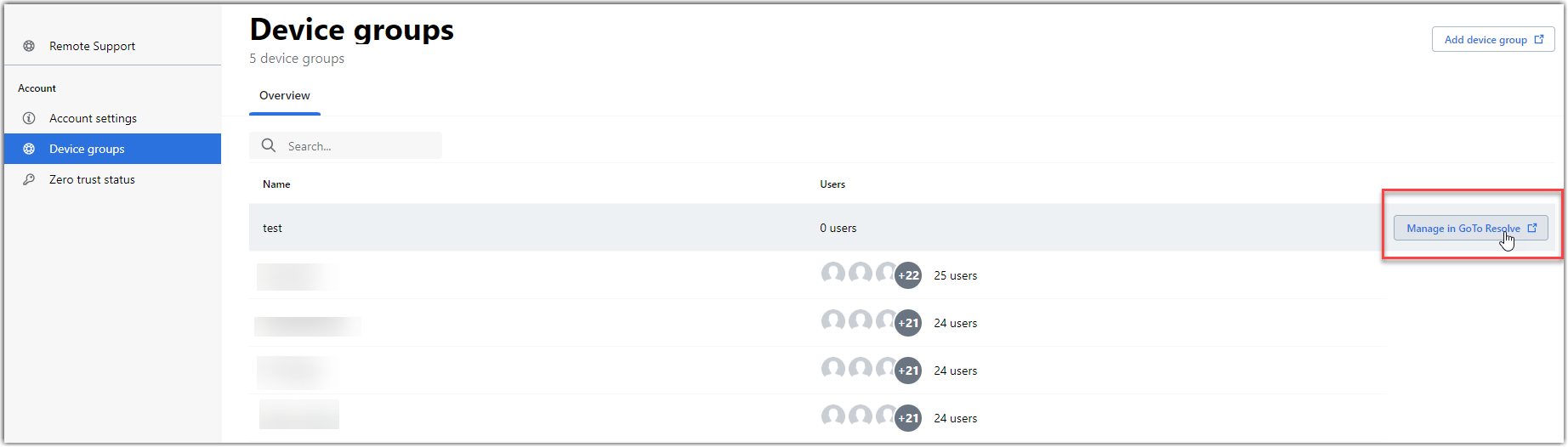 Manage device groups in GoTo Admin - Support voor GoTo Resolve