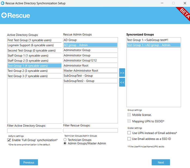 Synchronize a Rescue Admin Group with Microsoft Entra ID user groups - Assistance Rescue