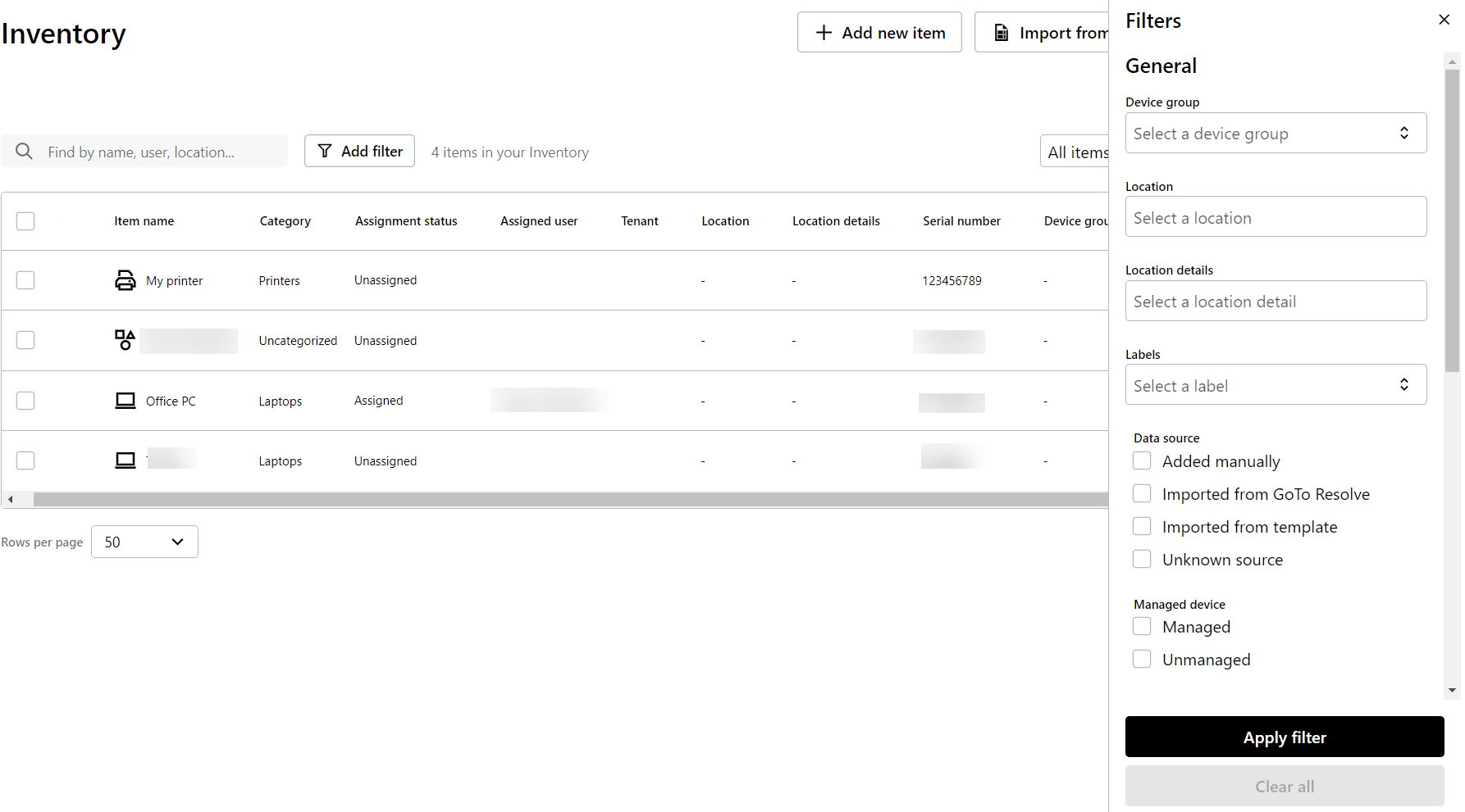 How can I filter Items? - GoTo Resolve Support