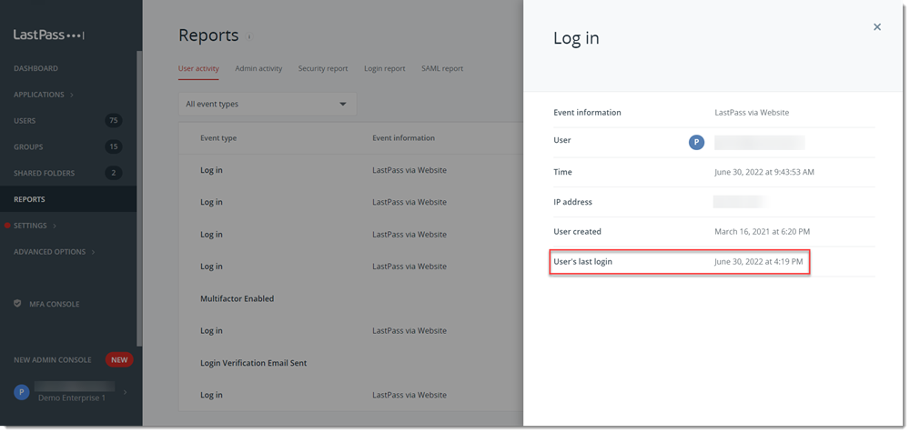 Where can I find the "Last login" information? - LastPass Support