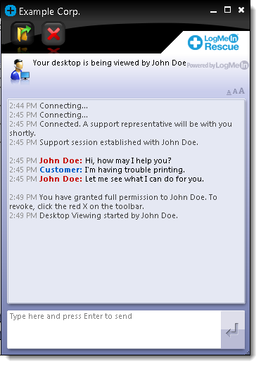 The customer experience - LogMeIn Rescue Applet