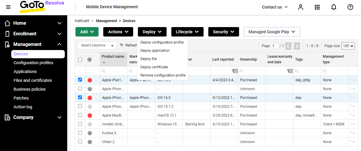 Deploying a configuration profile - LogMeIn Resolve MDM Support