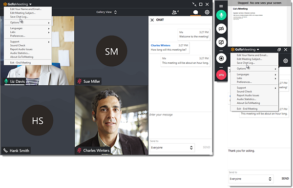 How do I send chat messages and save chat logs? (Classic) - GoToMeeting ...