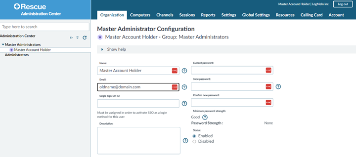 Change the Master Account Holder (MAH) - Rescue Support