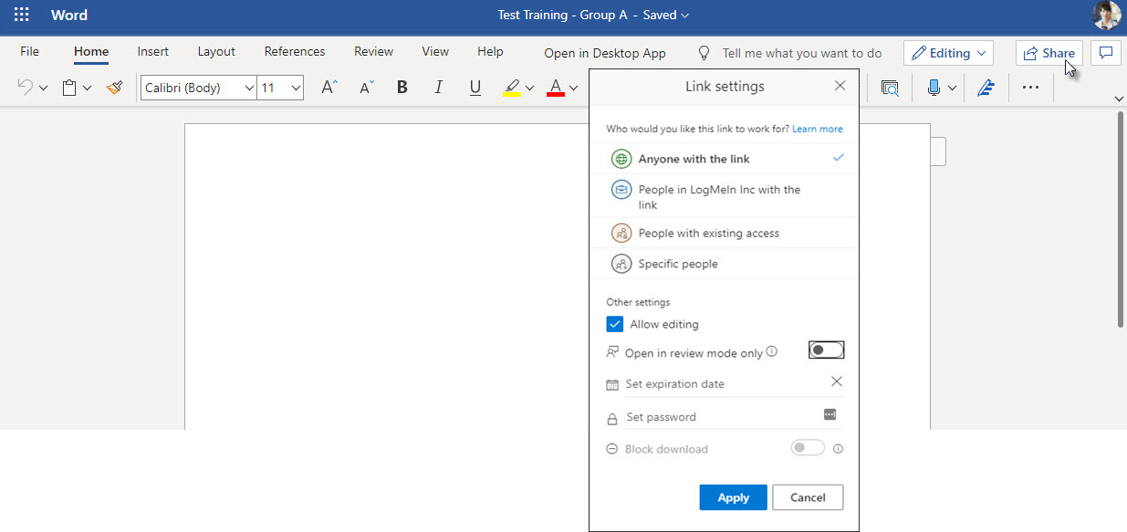 Can I share OneDrive documents for activities? - GoToTraining Support